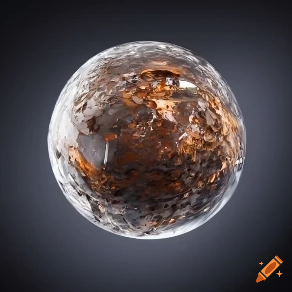 Hand-crafted ball-planet Industrial decay crystal rendered through ...