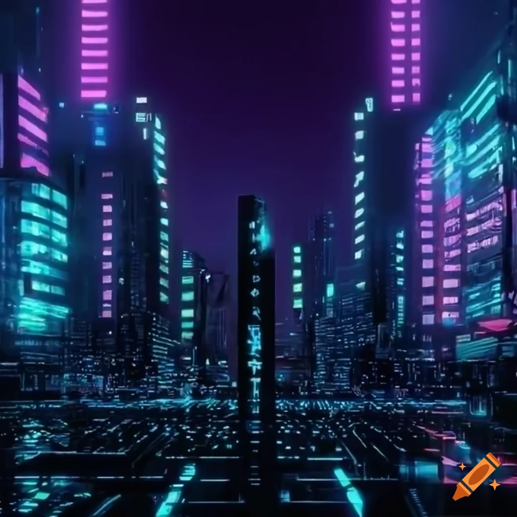 4k neon city synthwave matrix code on Craiyon