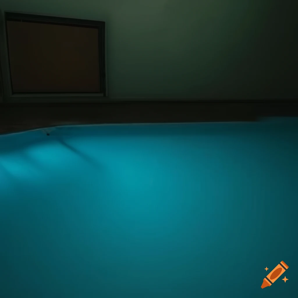 Liminal space taking place in a pool only one light source ...