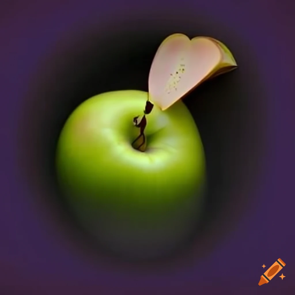 An optical illusion of an apple