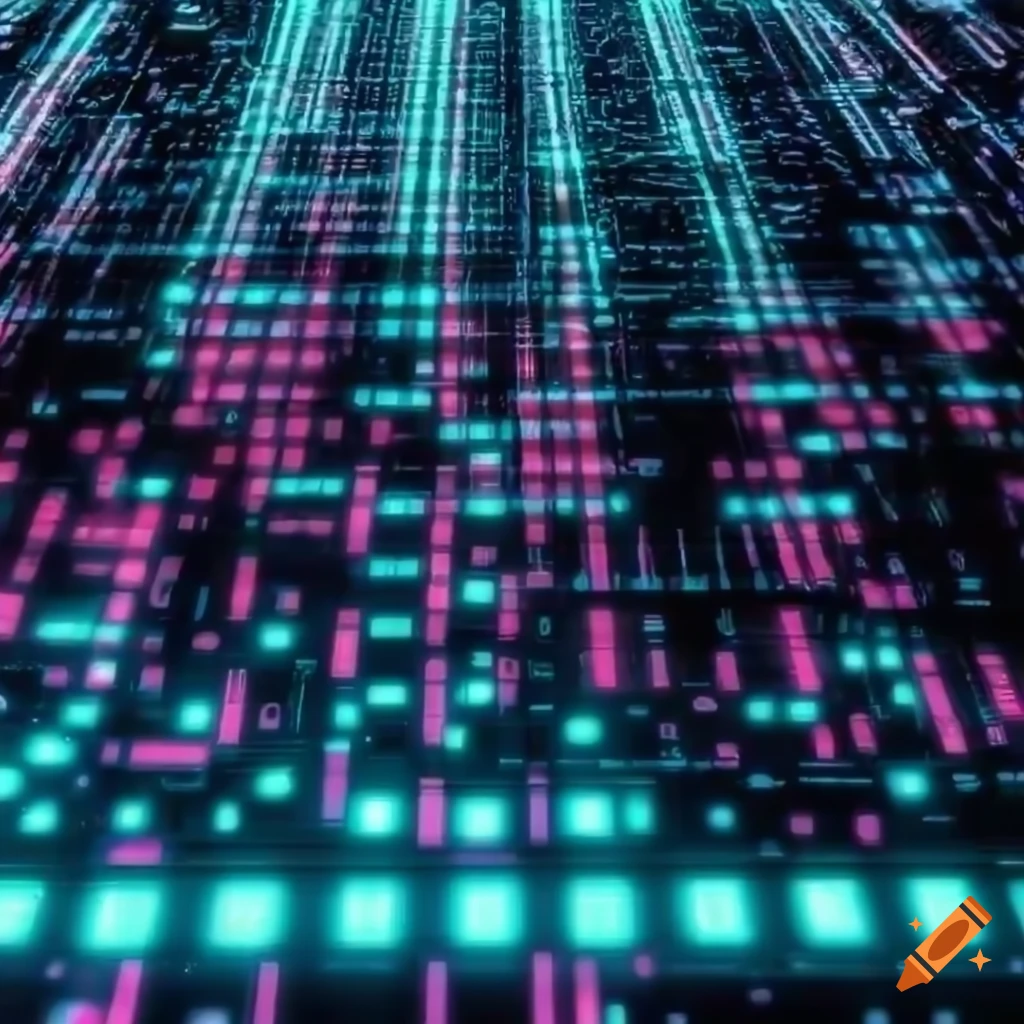 4k neon city synthwave matrix code