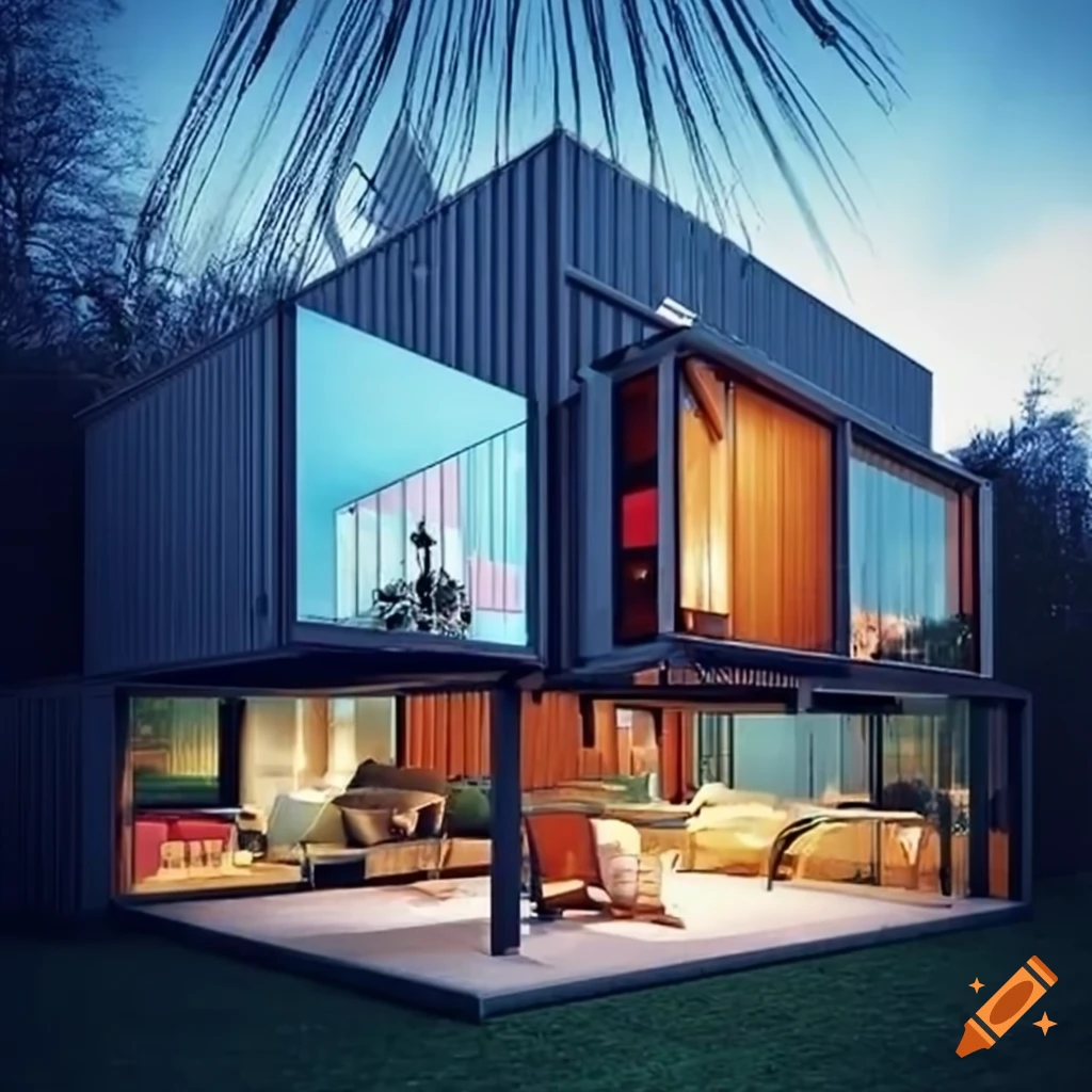 Modern and stylish renderings of container houses on Craiyon