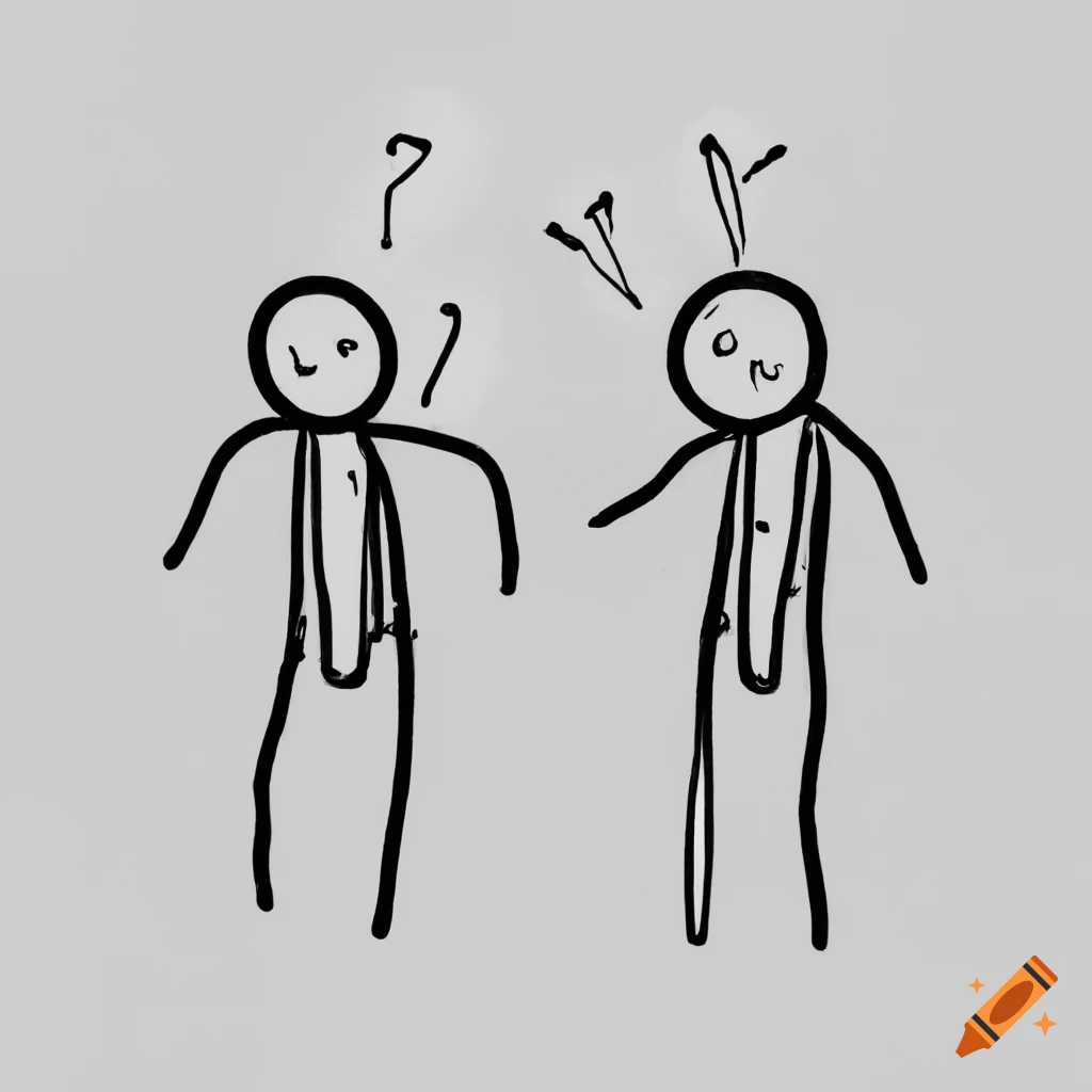 Drawing of twin stick figures on Craiyon