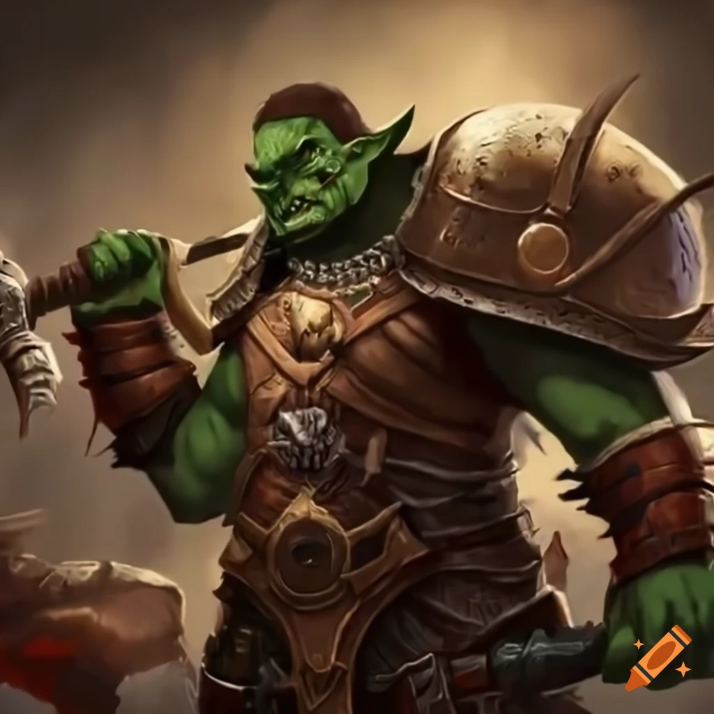 Strong orc commander in heavy armor, dungeons and dragons, realistic ...