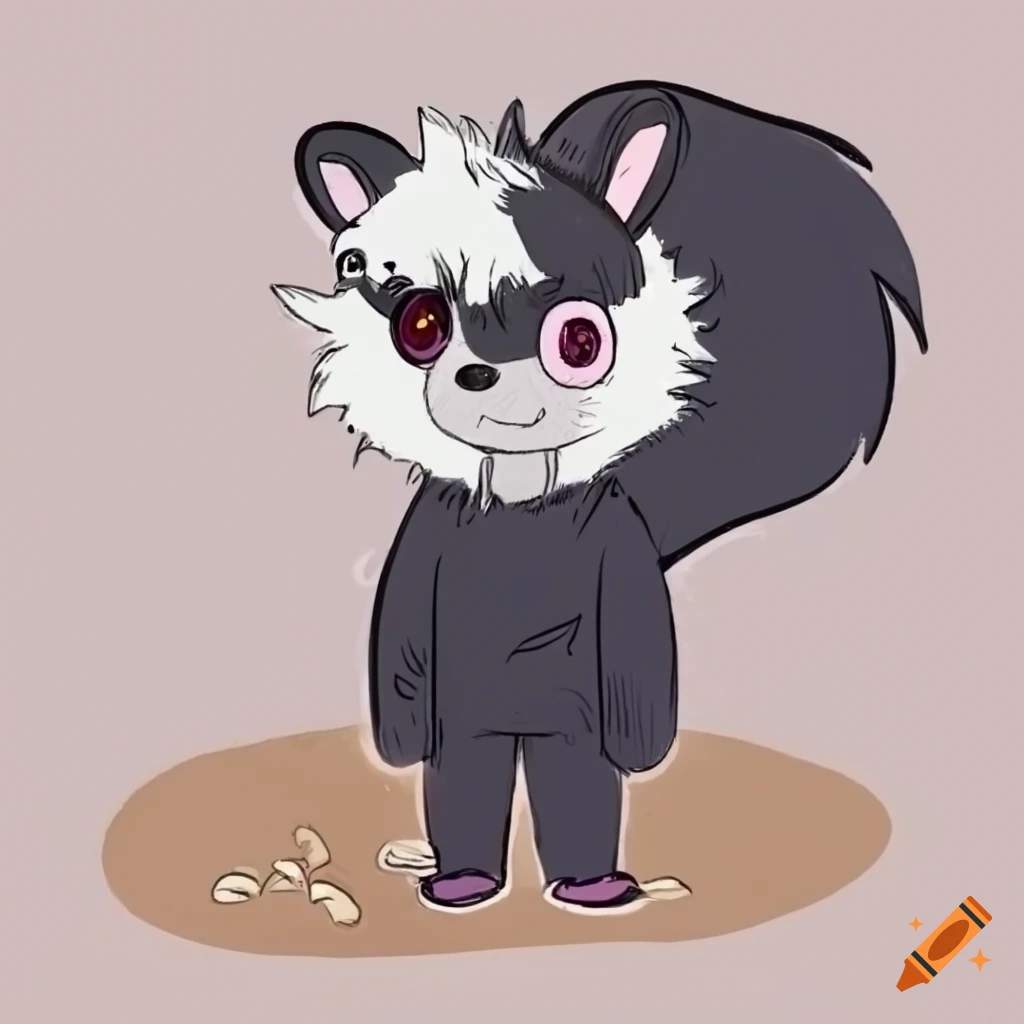 Summer camp island oc furry skunk on Craiyon