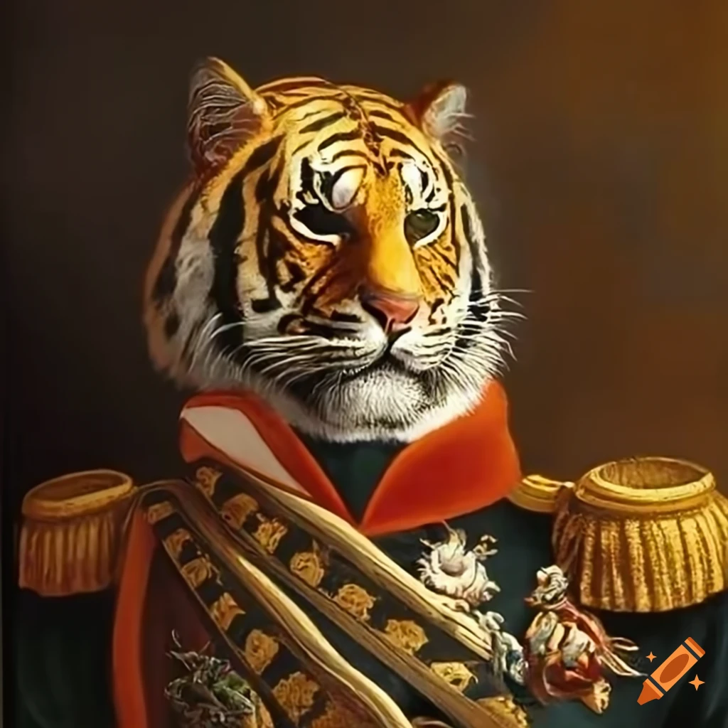 An artistic representation of napoleon as a majestic tiger on Craiyon