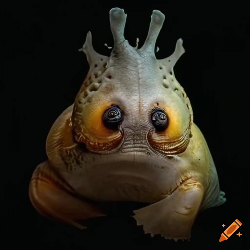 A whimsical hybrid amphibious creature inspired by both snails and ...