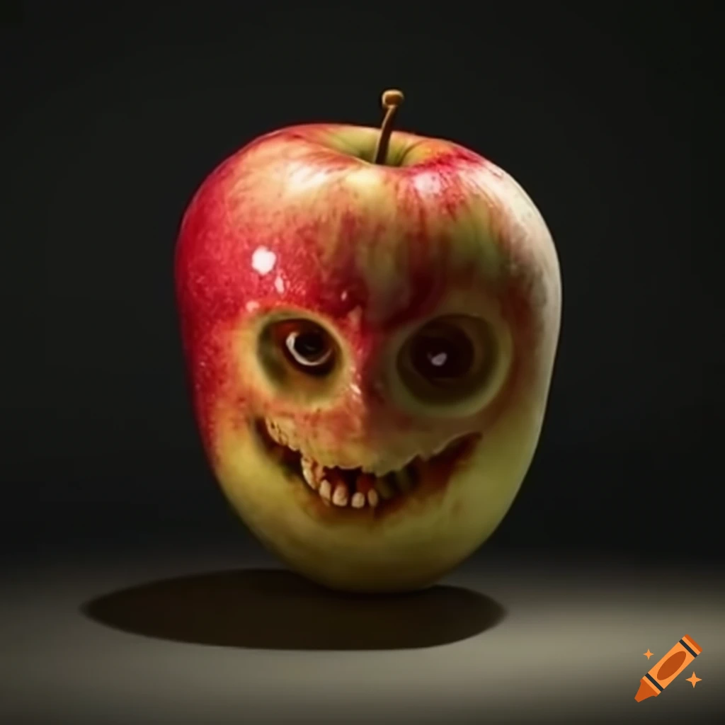 A horrifyingly psychologically disturbing apple on Craiyon