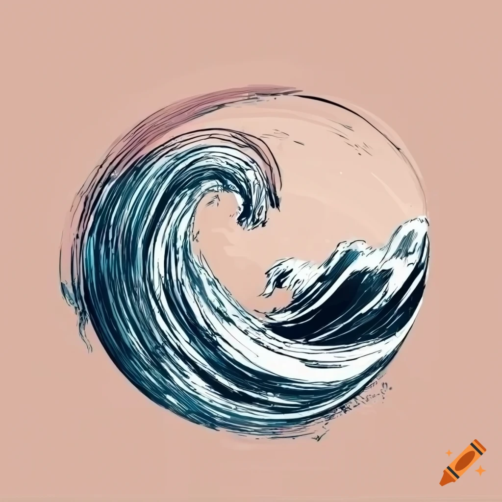 Wave crashing modern vector art