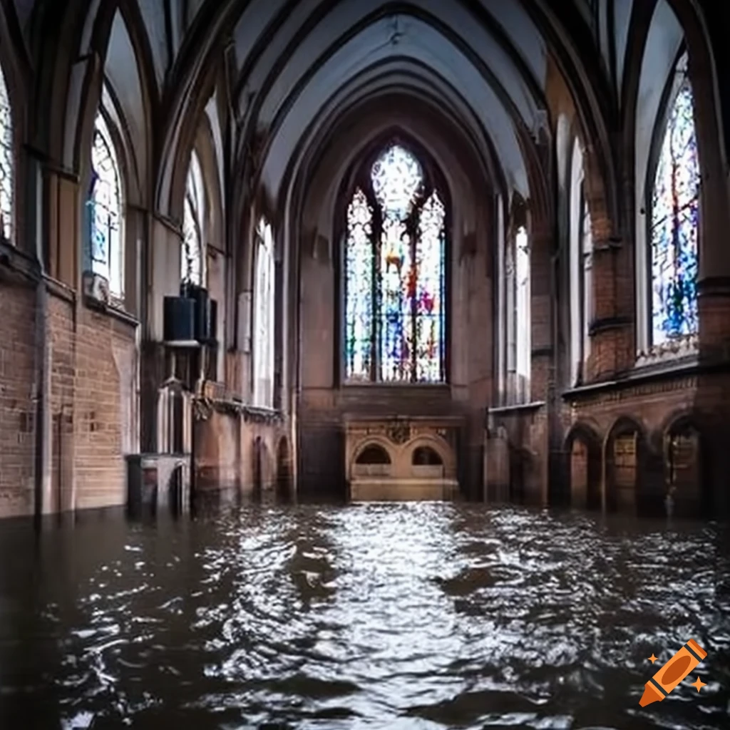 Church flooded with black oil
