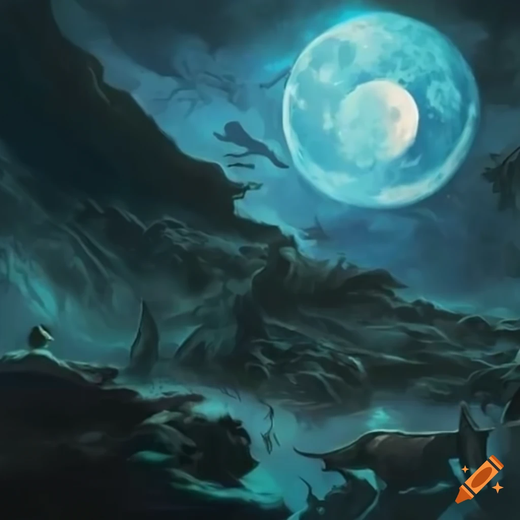 Magic the gathering card: moon on Craiyon