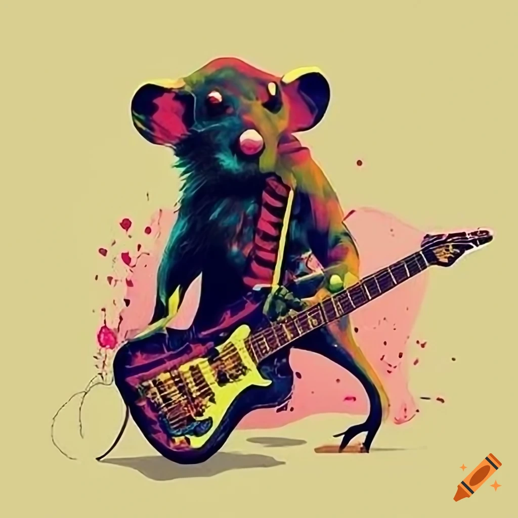 Rock band of rats and mice pop art on Craiyon