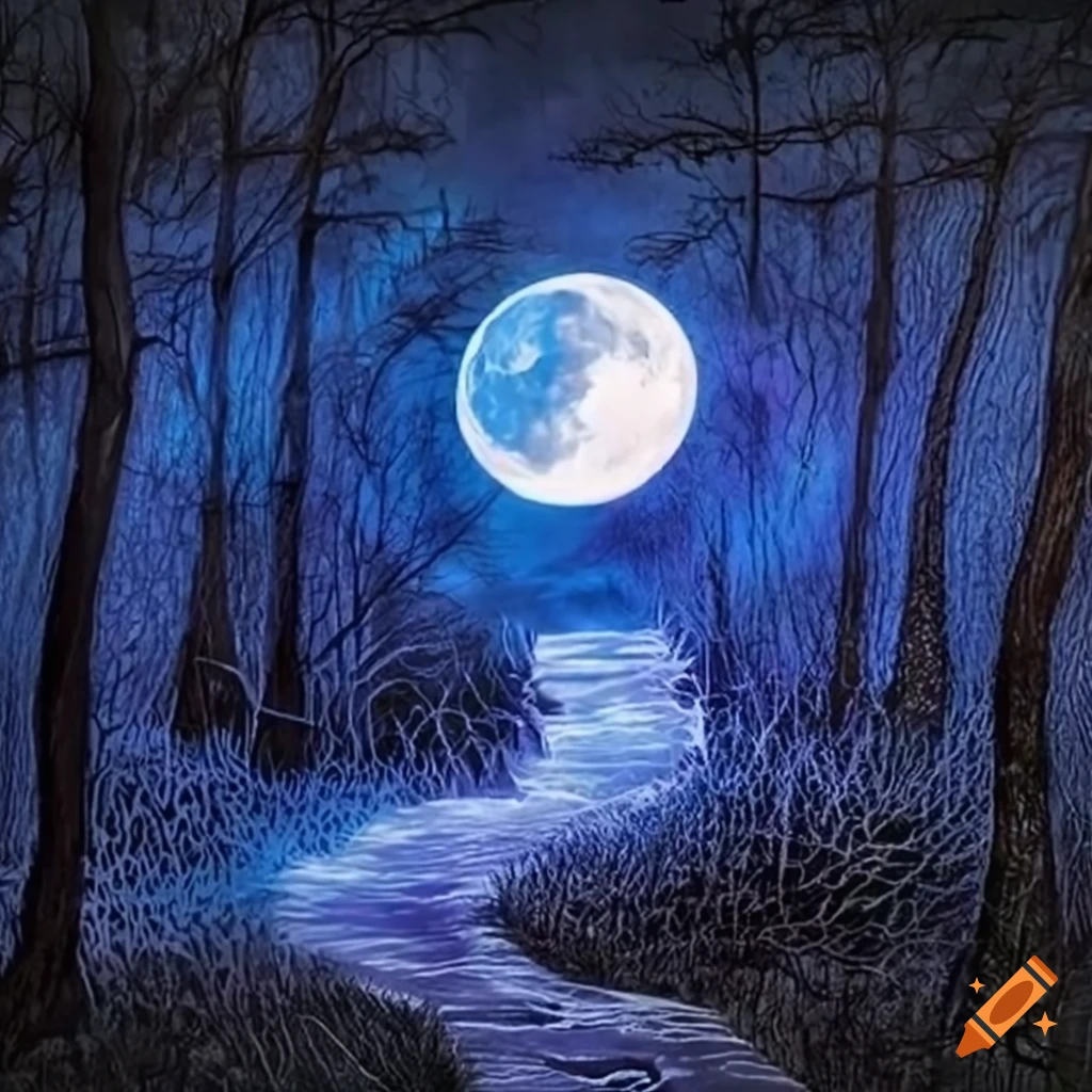 Moon illuminated forest
