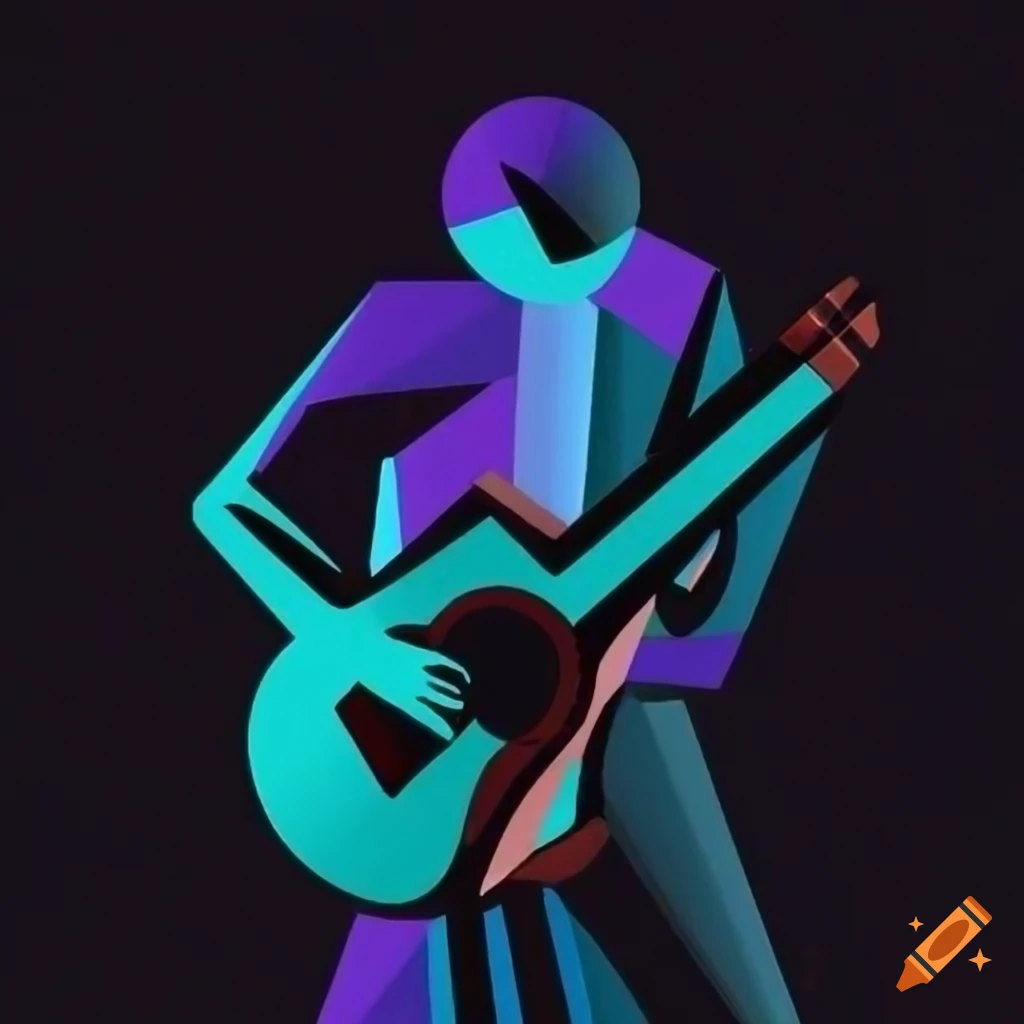Abstract geometric shapes guitar playing man on Craiyon
