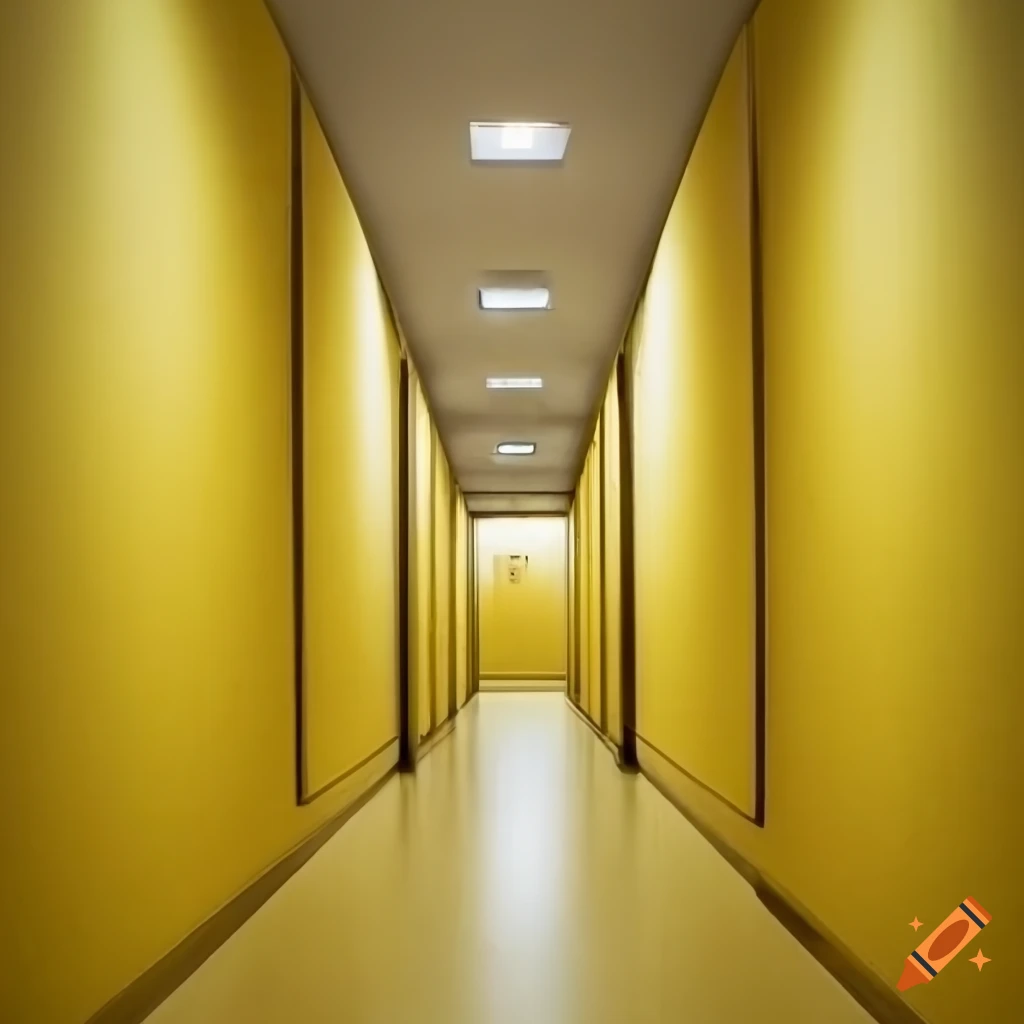 Yellow hallway on Craiyon