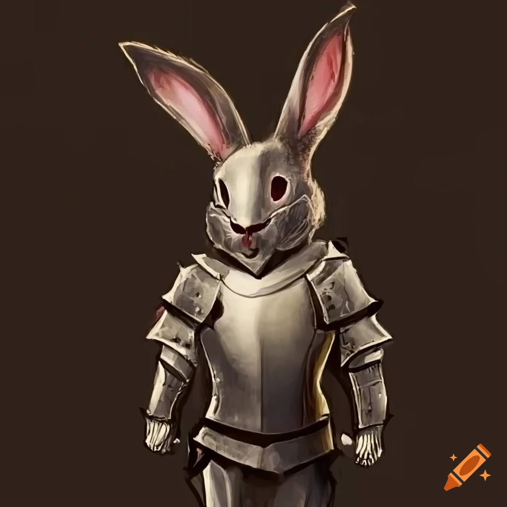 An Adorable Rabbit Wearing Knight Armor