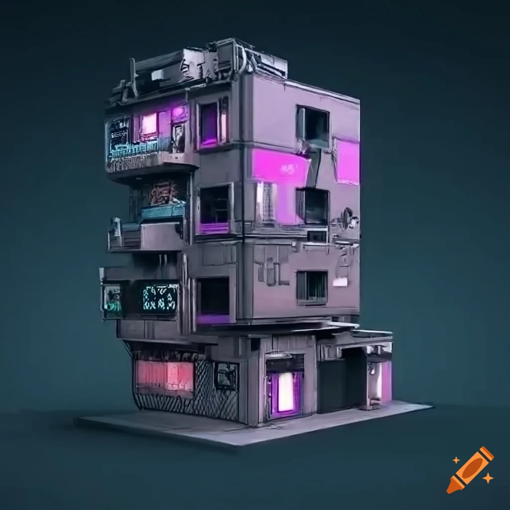Cyberpunk dystopian housing units, muted colors on Craiyon