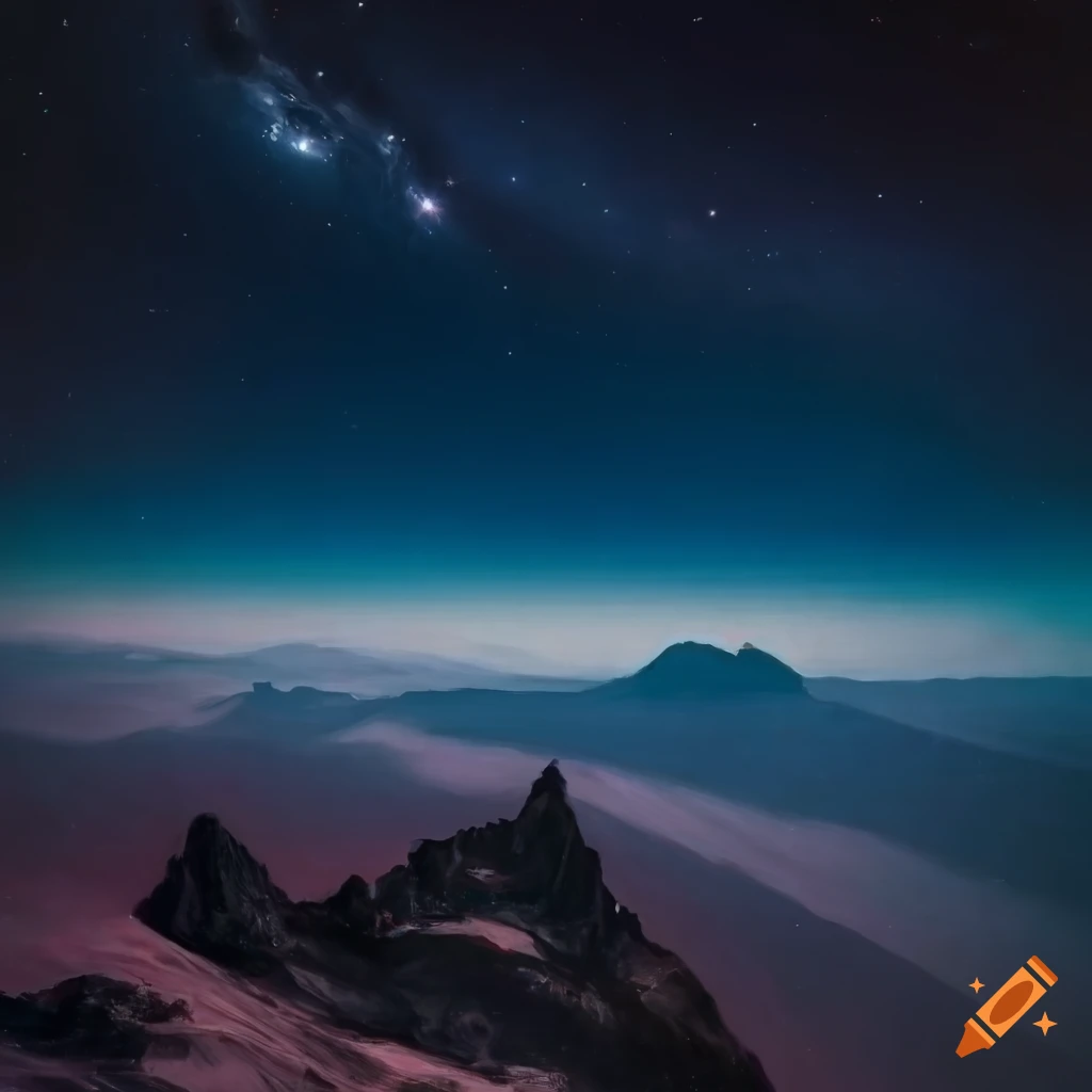 Space landscape with a mountain