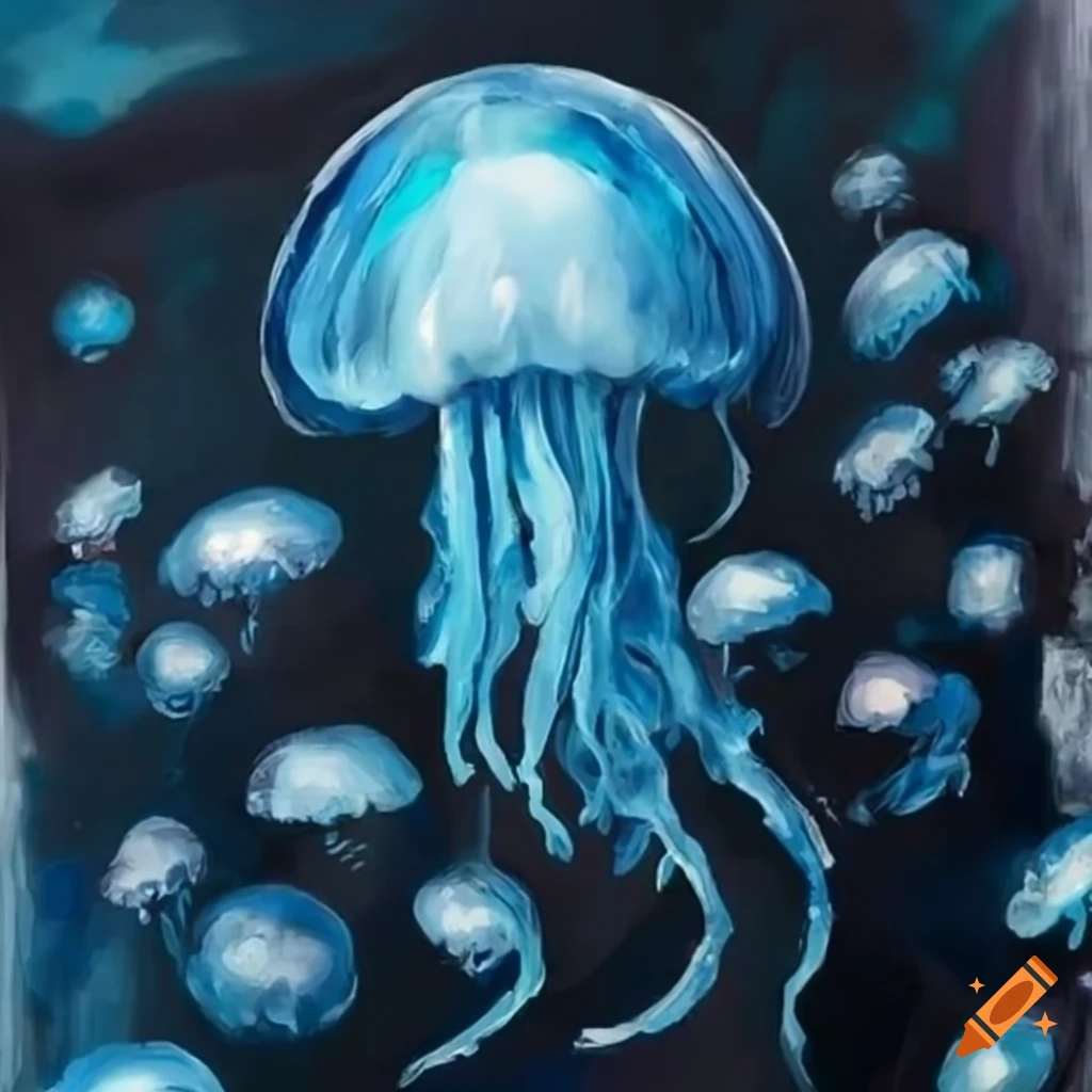 Blue jellyfish ghost character oc on Craiyon