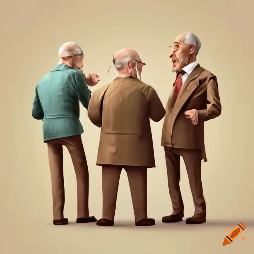 Group of old men talking on Craiyon