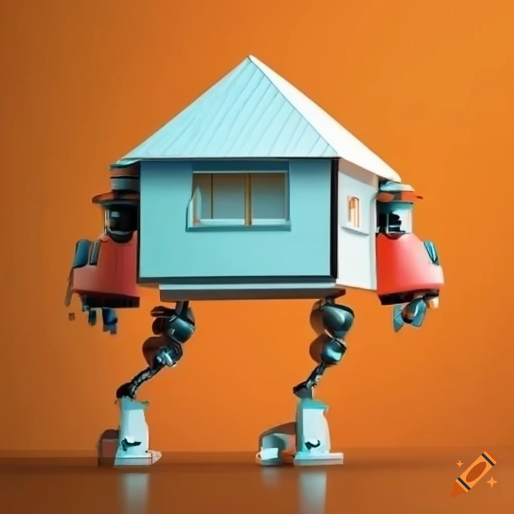 House with small robots on the walls on Craiyon