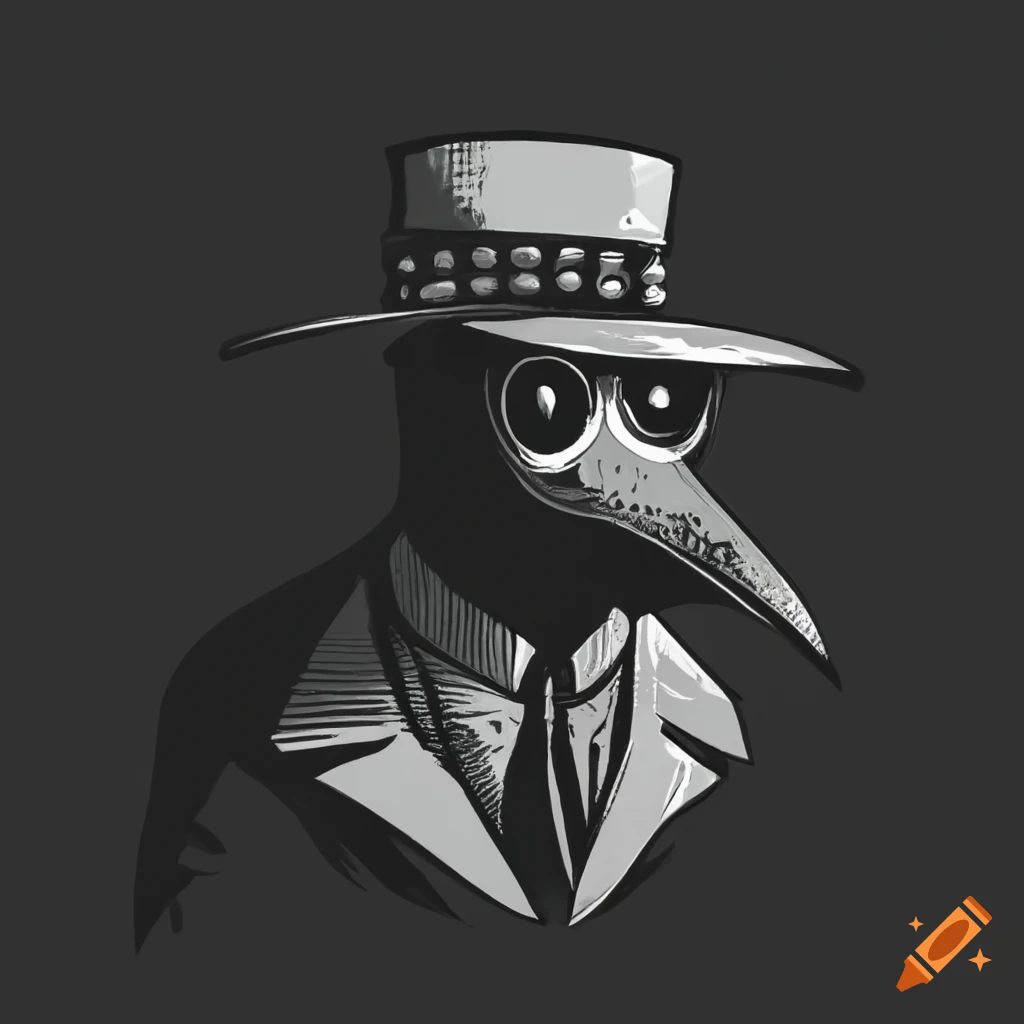 Shadowy figure of a mysterious plague doctor with a distinct mask