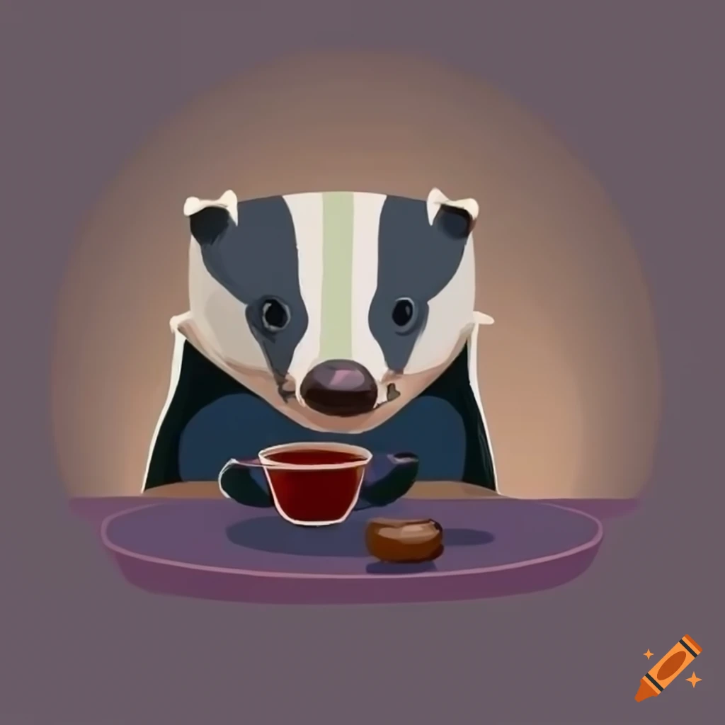 Badger drinking a cup of tea