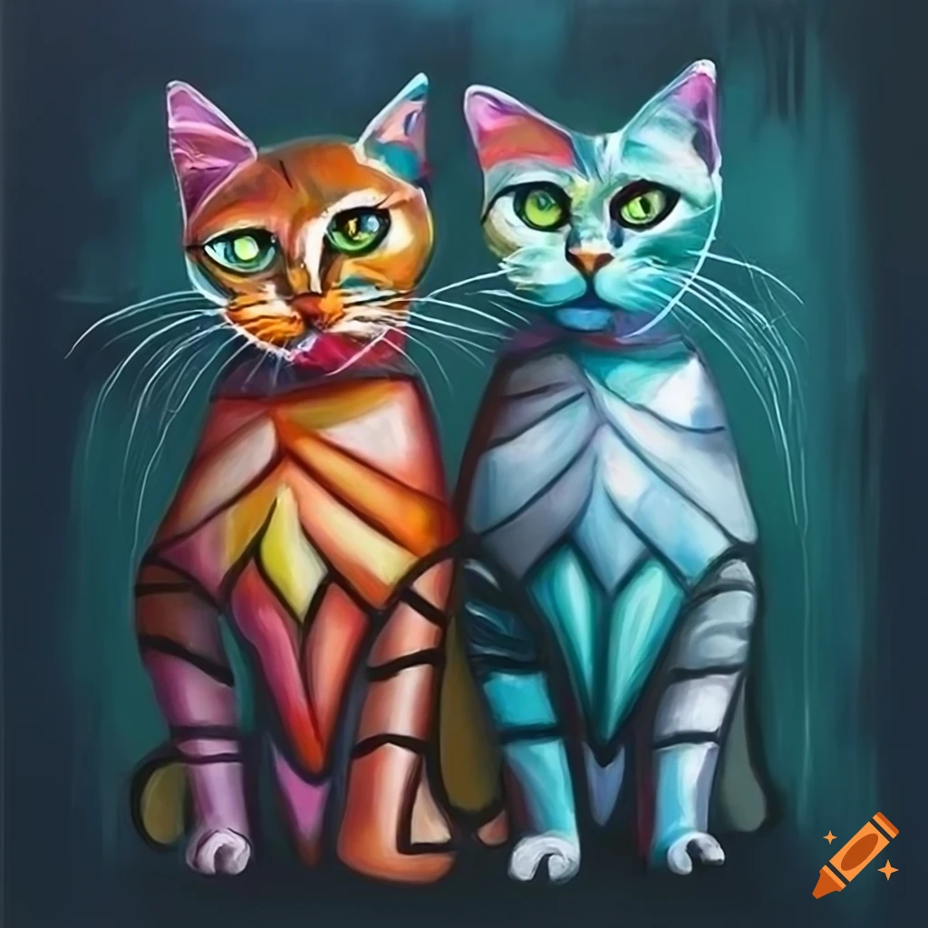 Two cats, abstract art