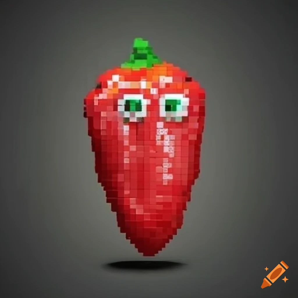 A 3d pixel art chili pepper with a smile