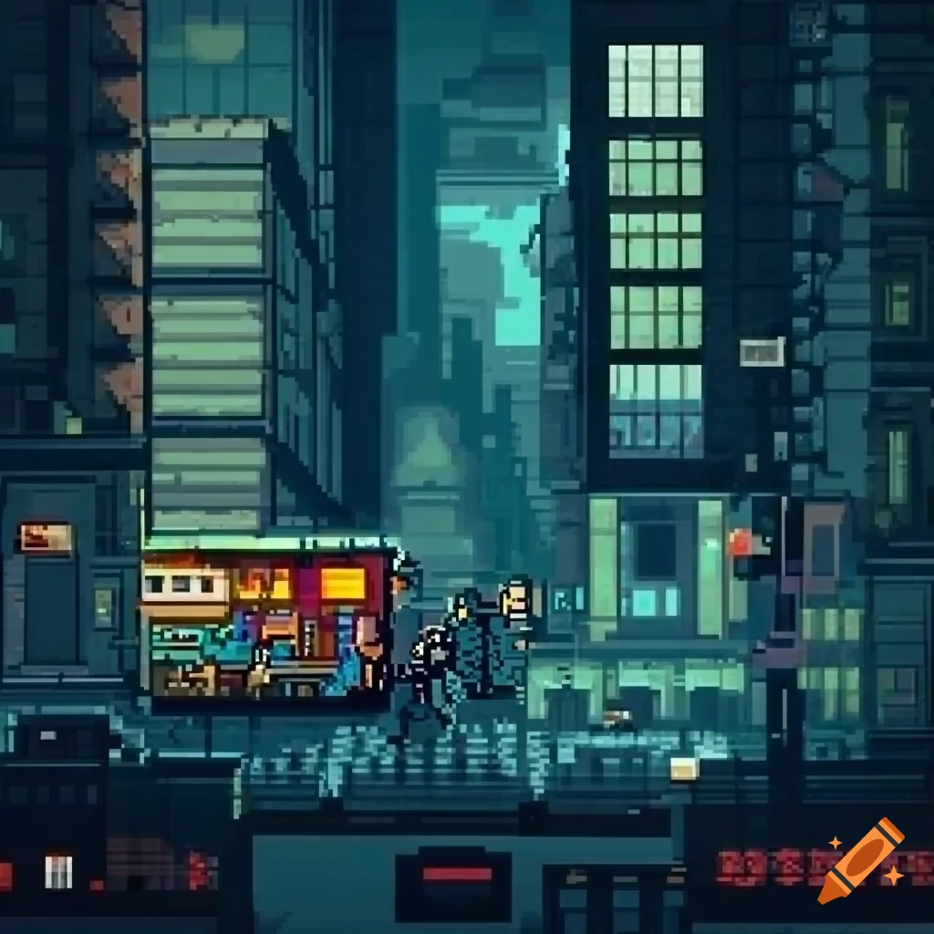 Pixel art of london for a game scenario