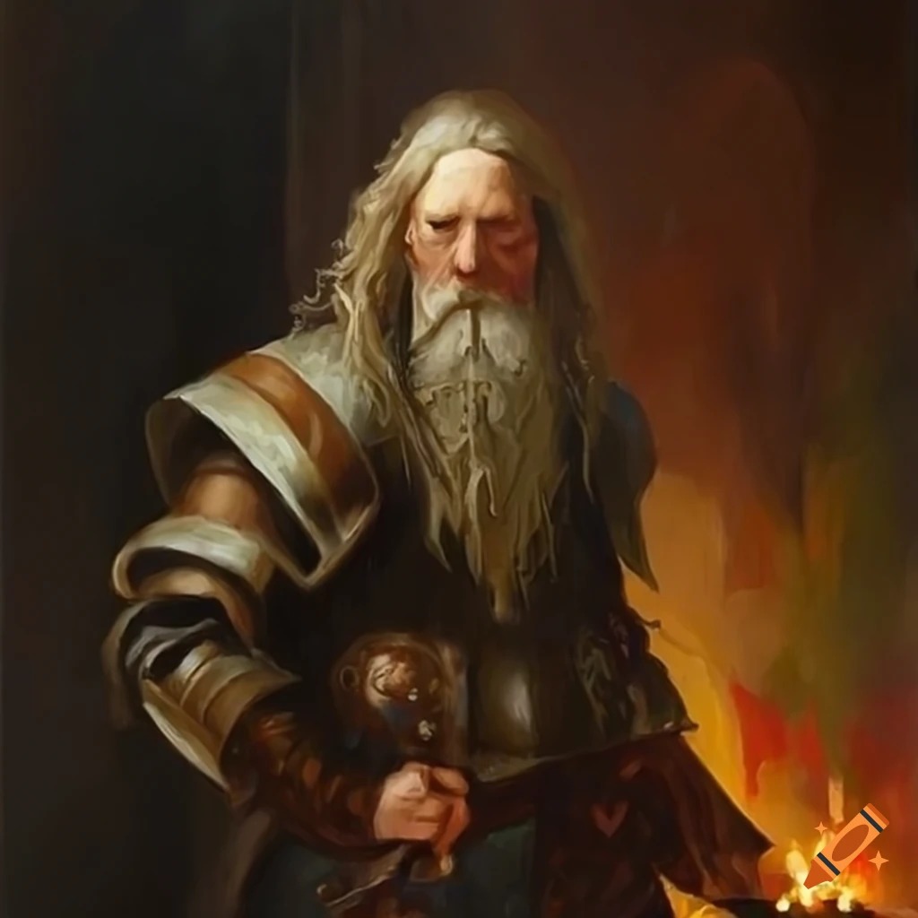 Wizard with armor oil painting