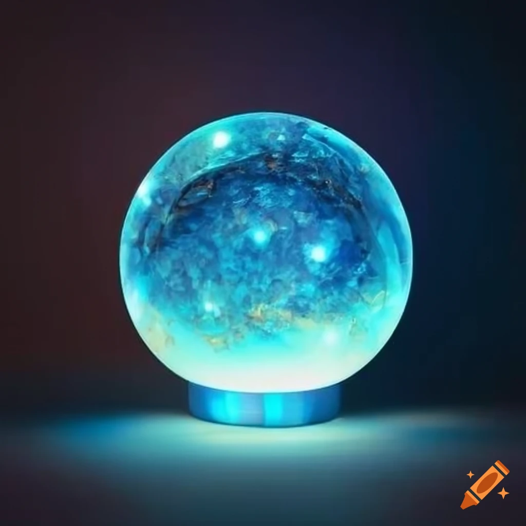Golden stone in a crystal glowing sphere