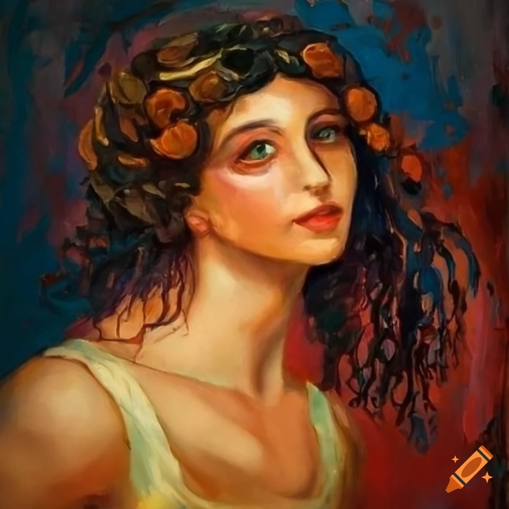 Young greek lyric artist of antiquity, impressionist style art painting