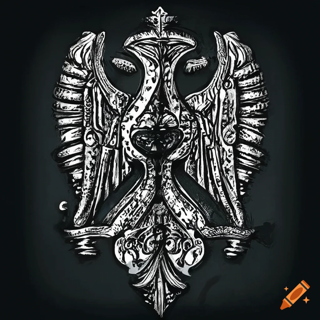 Diplomacy symbol medieval skill card designed by Franck miller black ...