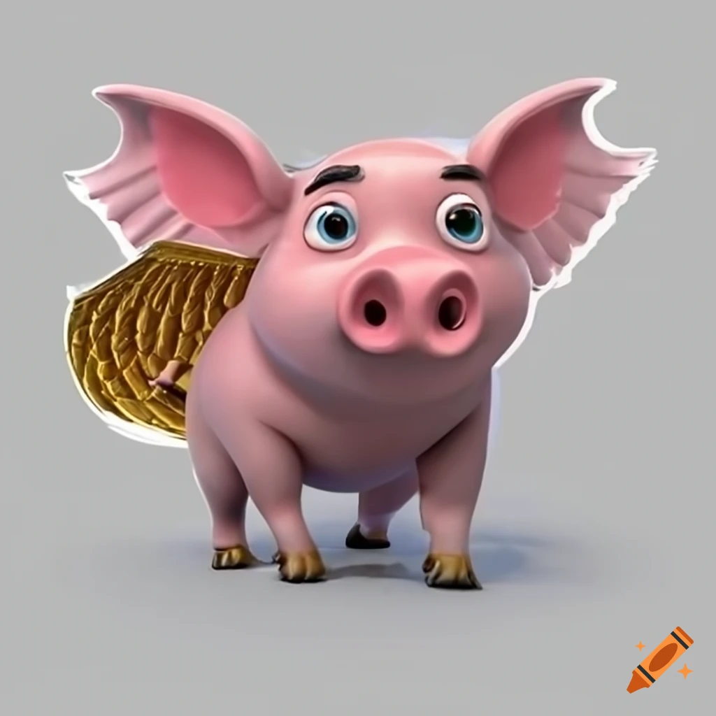 Pixar 3d winged pig character design