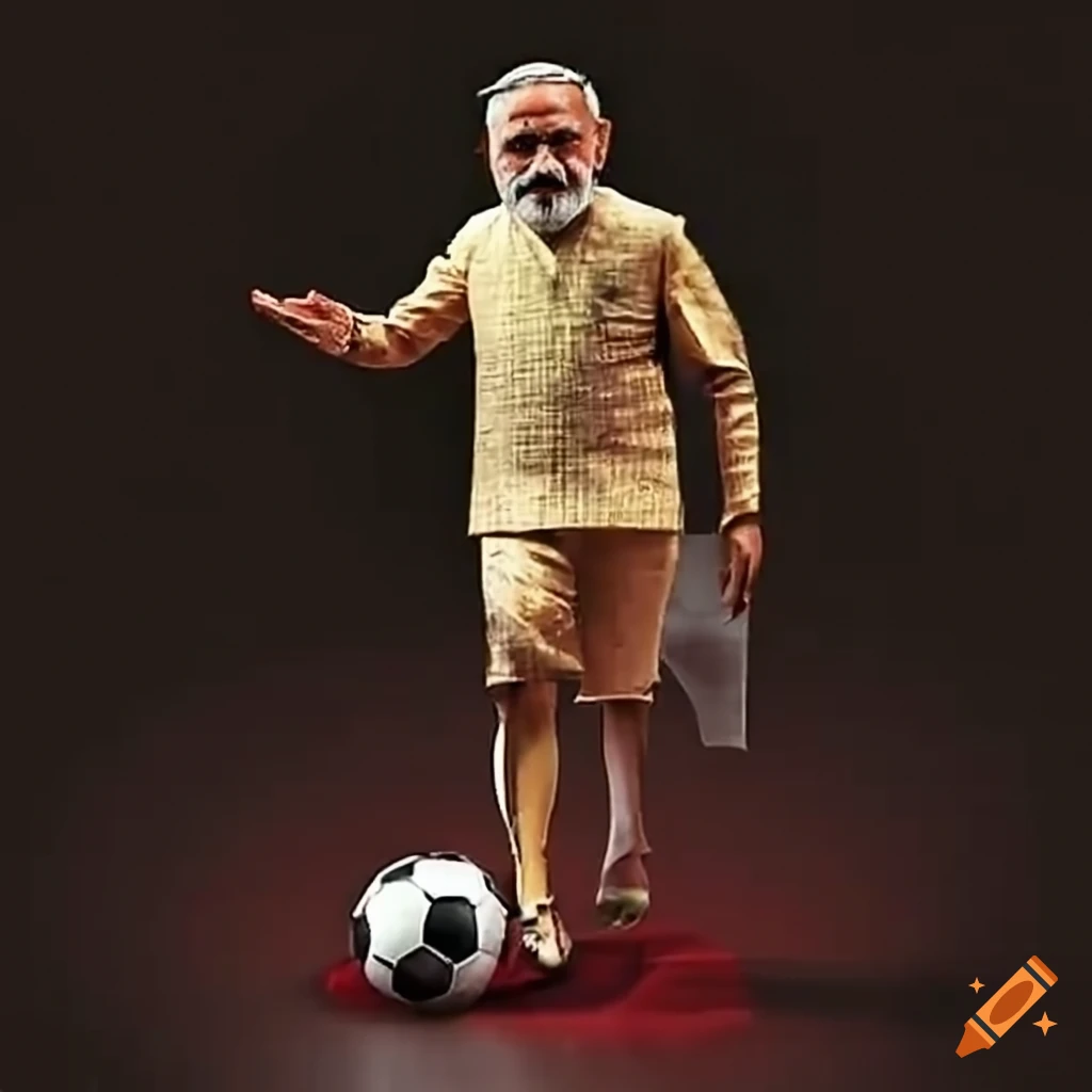 Narendra modi playing football on Craiyon