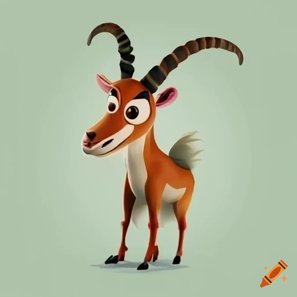 Cute pixar antelope character design