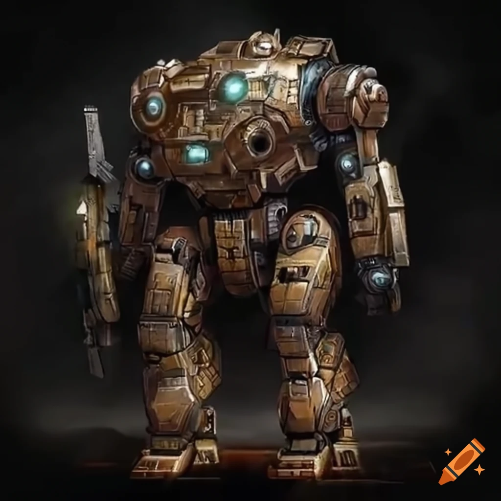 A futuristic mecha powered by advanced energy in steampunk style like ...