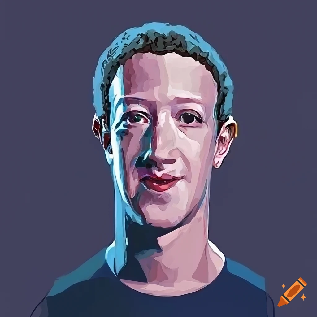 Mark zuckerberg digital art, portrait centered with vangoh style noche ...