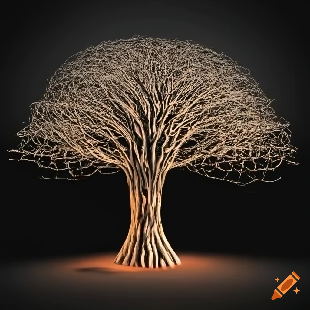 Tree made of electric cables 3d vectors