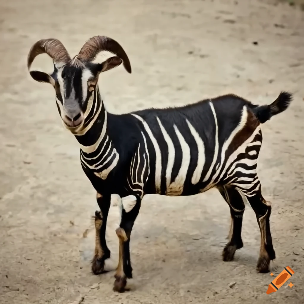 A goat with zebra markings on Craiyon