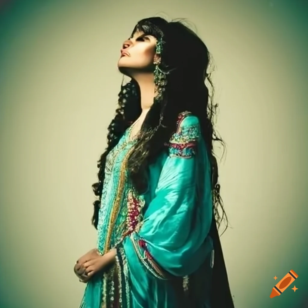 British pakistani girl walking wearing pakistani clothes