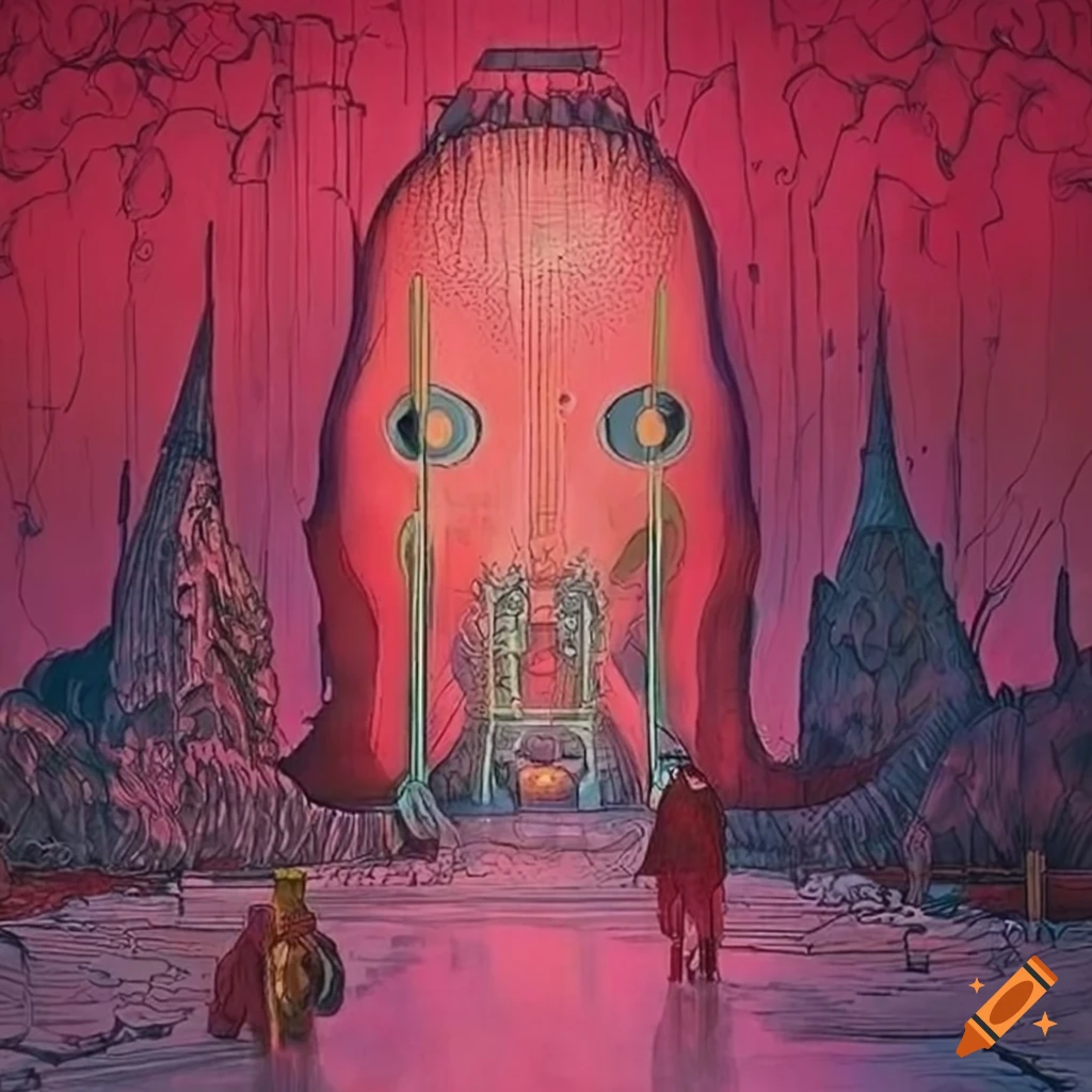 Pink and red moebius bio machine art