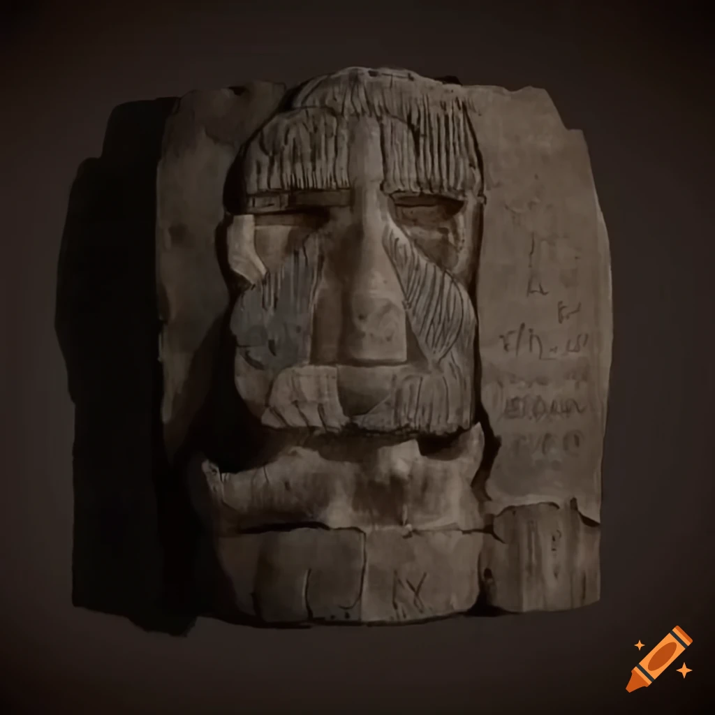 Draw an ancient inscription in which the secret of the creation of man ...