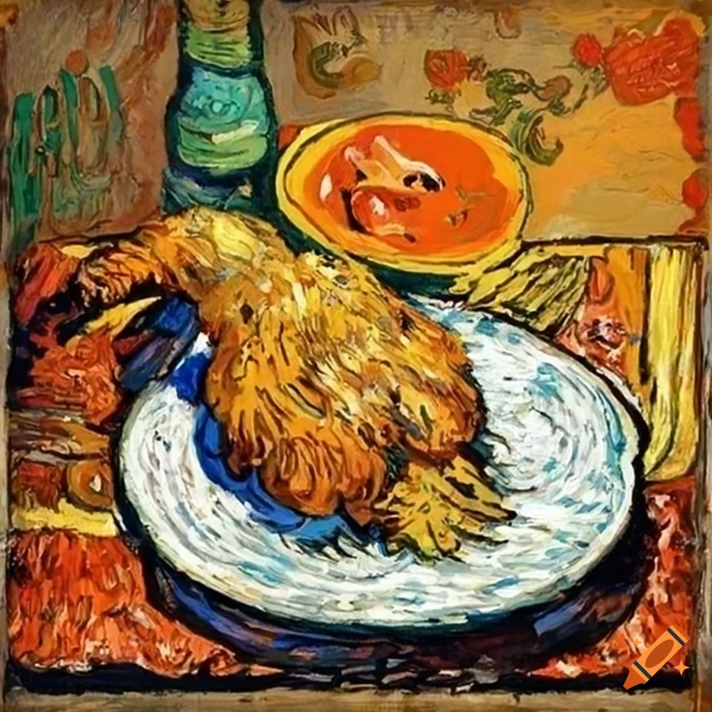 Chicken in vincent van gogh style