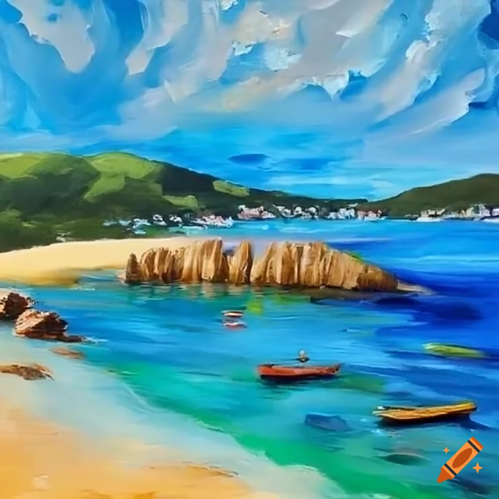 Vigo's samil beach with cíes islands in color