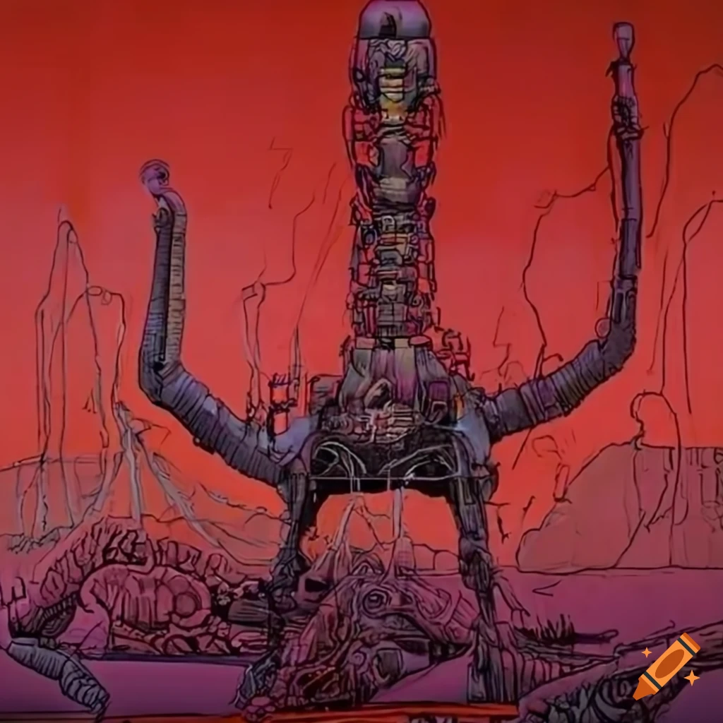 Pink and red moebius bio machine art