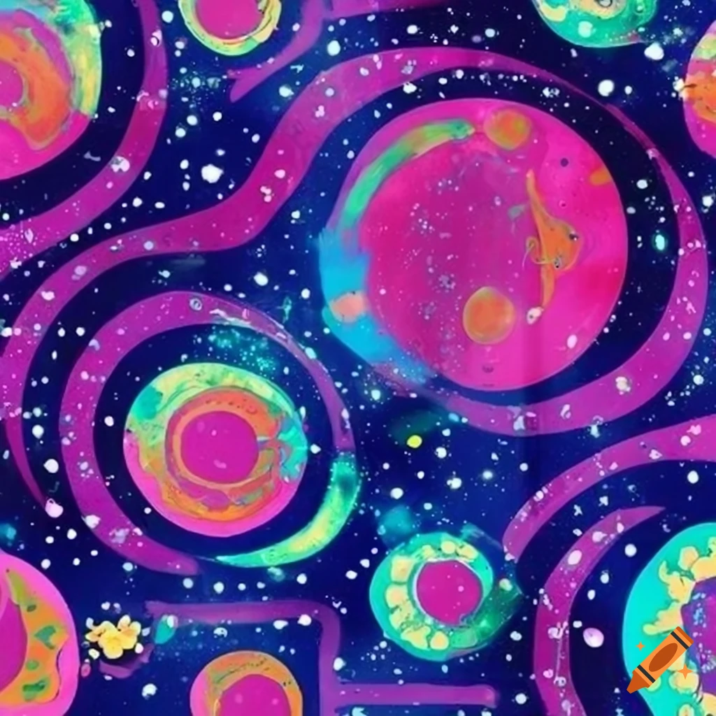 Groovy art galaxy pattern