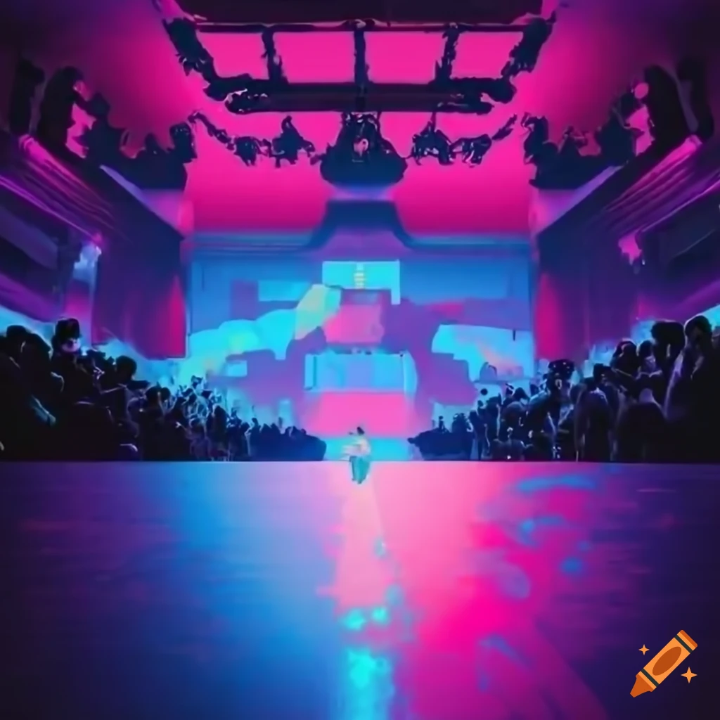 Battle rap stage with microphone and crowd in background in Hiroshi ...