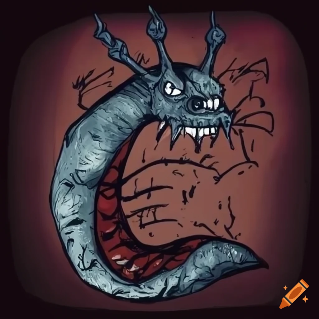 Angry slug monster in witcher style on Craiyon